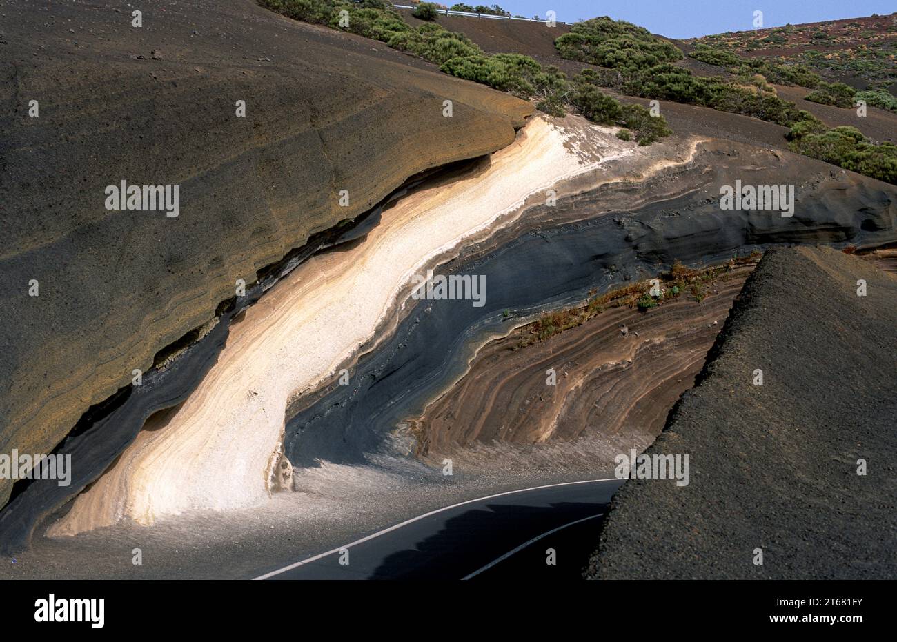 Polichromatic pyroclats (La Tarta). Cañadas del Teide National Park, Tenerife, Canary Islands ...