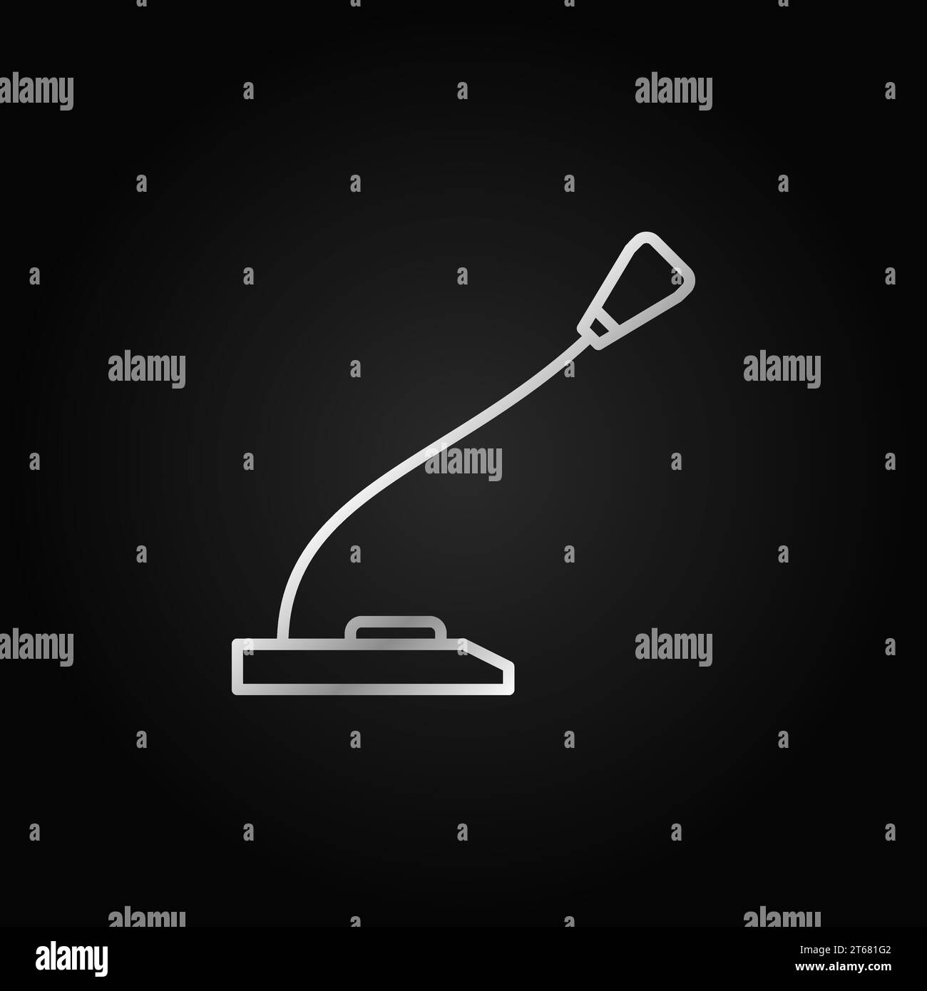 Microphone concept silver outline icon. Vector mic symbol on dark ...