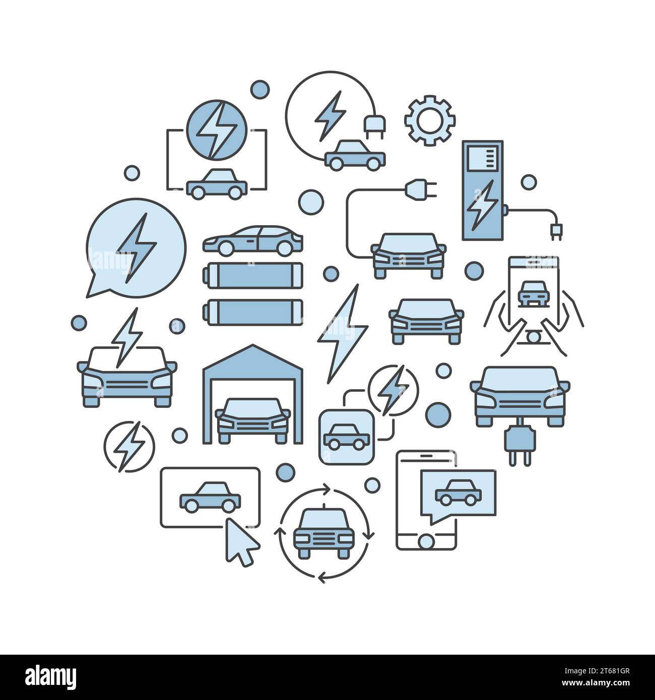 Creative electric vehicle round illustration. Vector circular symbol ...