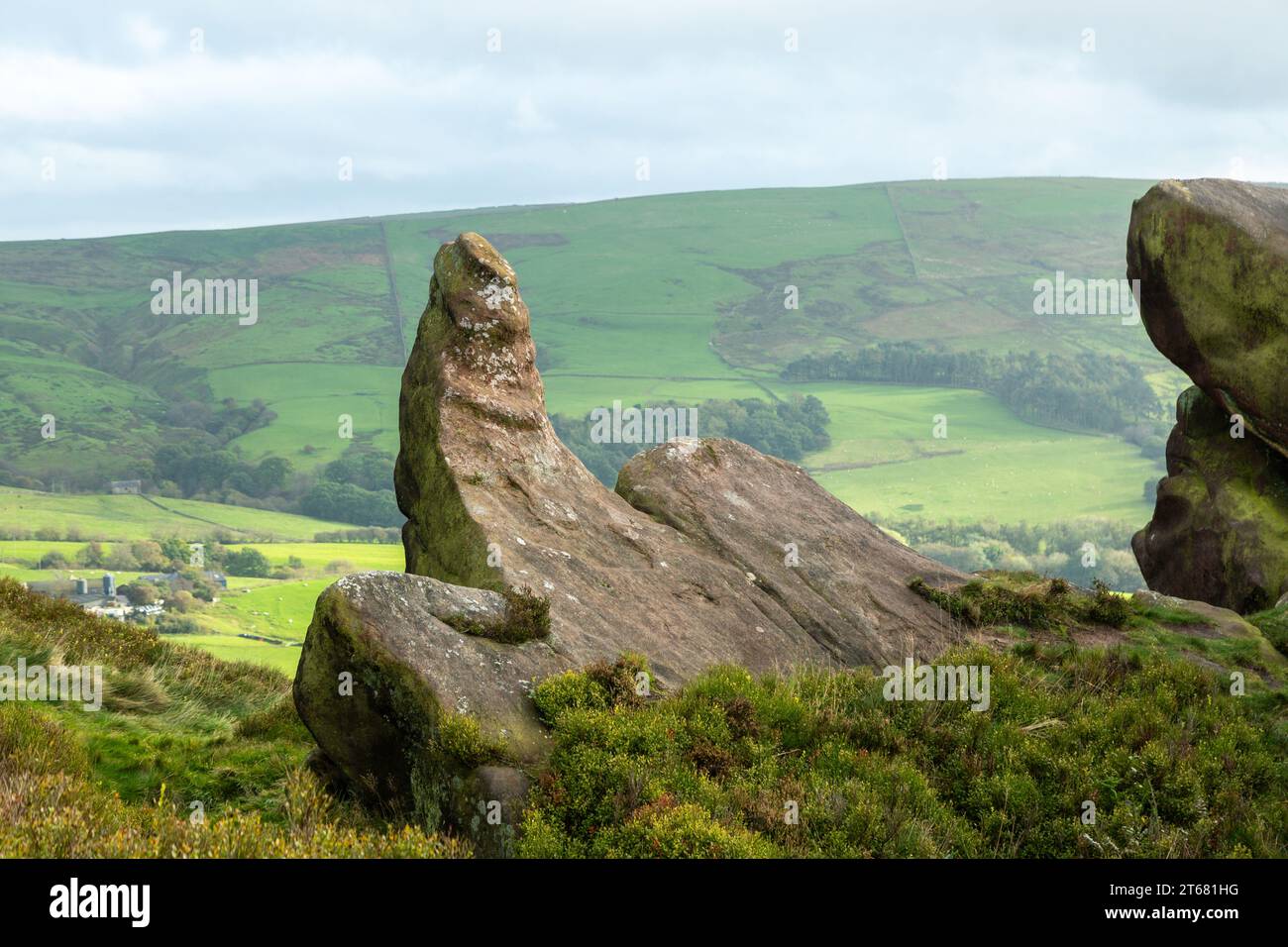 An eroded rock on Ramshaw Rocks, Staffordshire Peak District, England ...