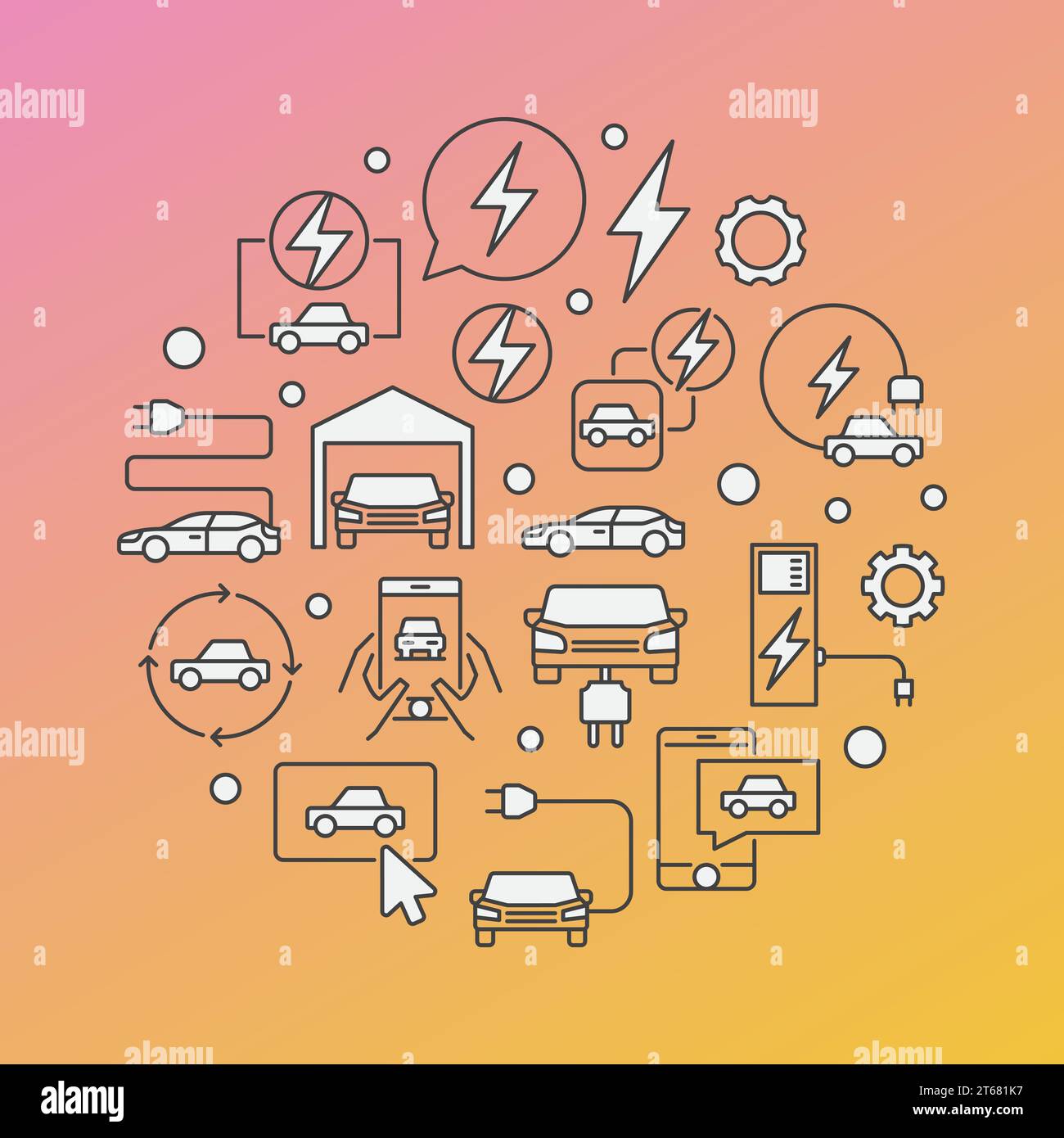 Electric car modern vector round concept illustration Stock Vector ...