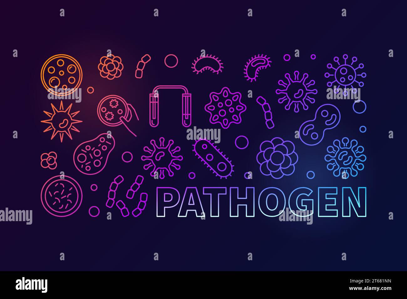Pathogen vector colored creative horizontal illustration or banner in ...