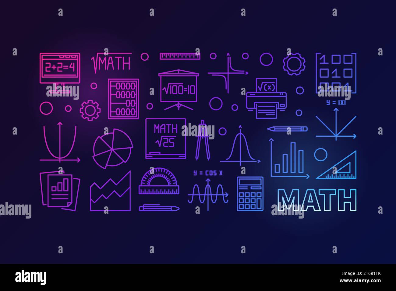 Math education vector colorful horizontal banner or illustration in ...