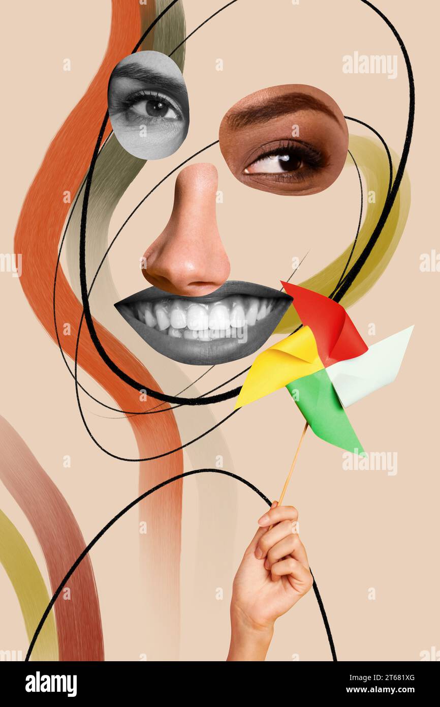 Photo cartoon comics sketch collage picture of funky different face ...