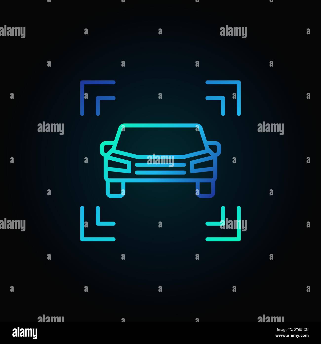 Vector car blue line icon or logo element on dark background Stock ...