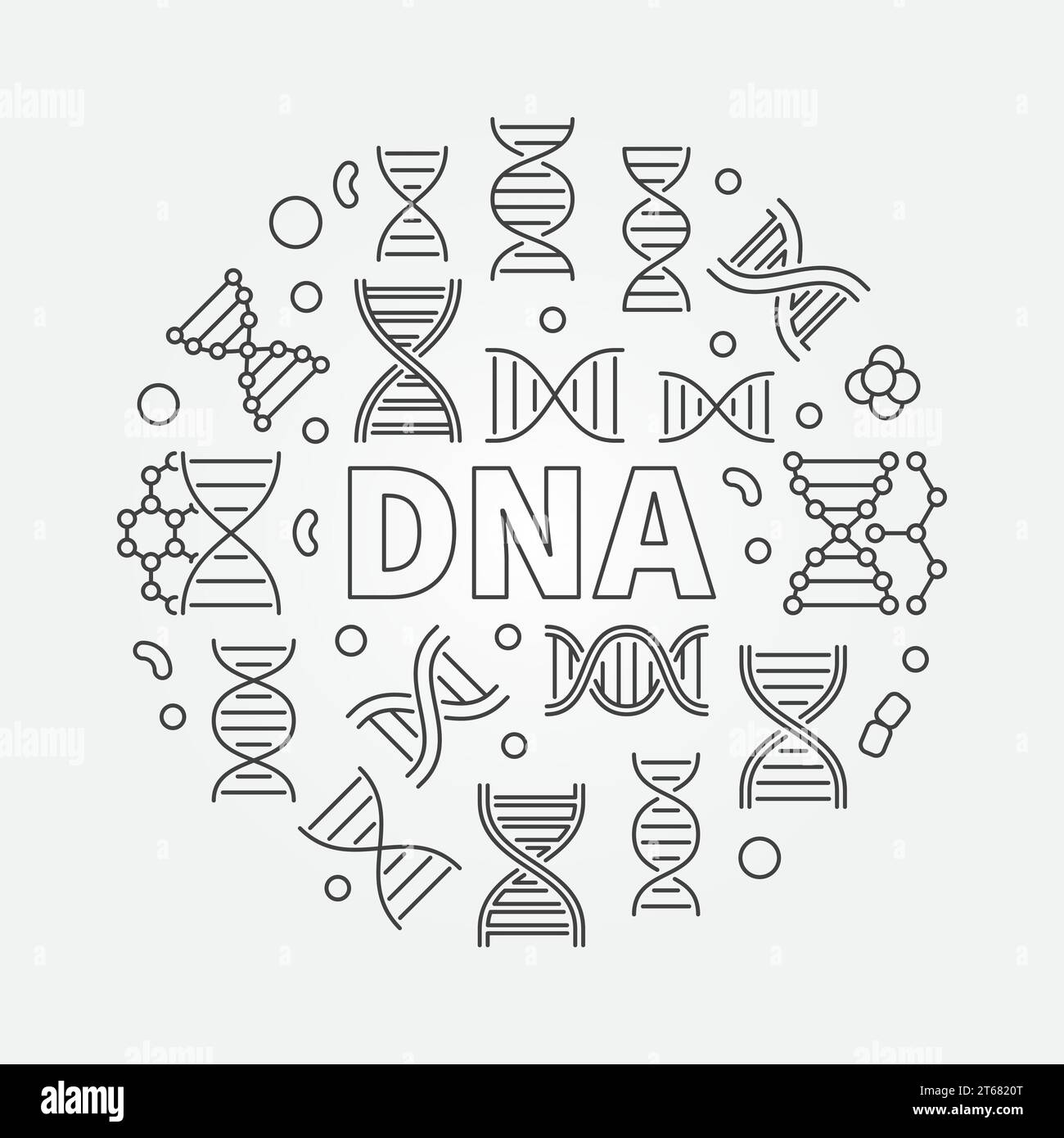 DNA round vector science concept illustration in thin line style Stock ...