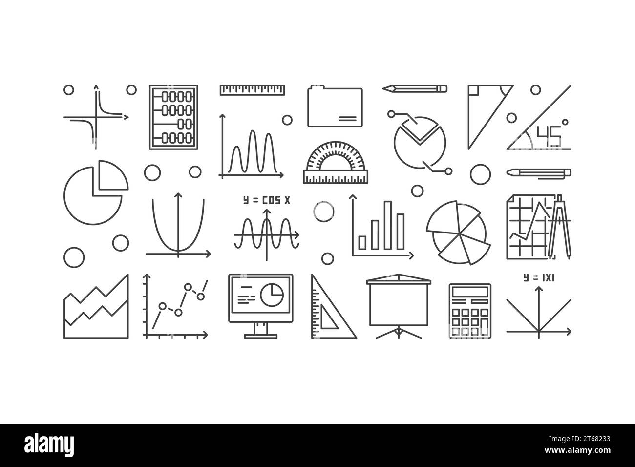 Algebra and mathematics vector minimal line concept illustration on ...