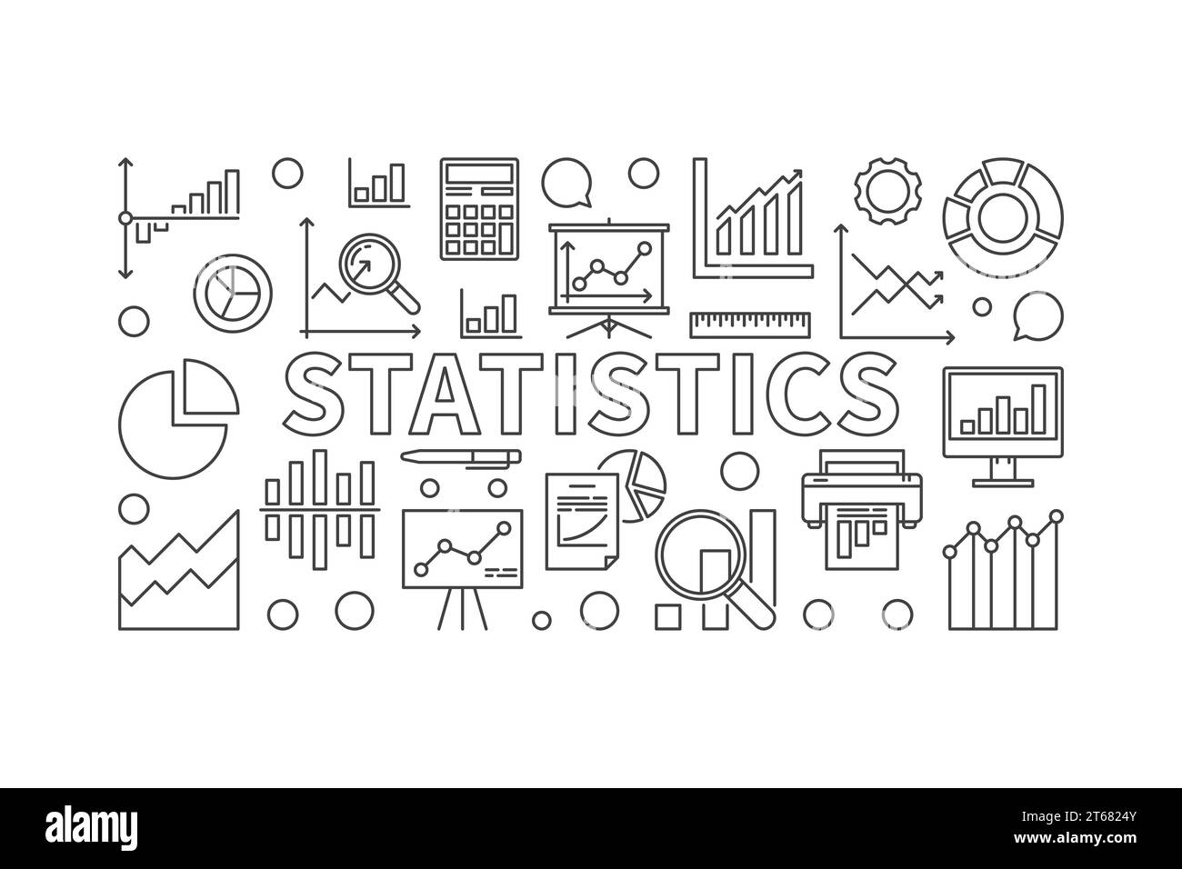 Statistics linear horizontal banner. Vector modern illustration made ...