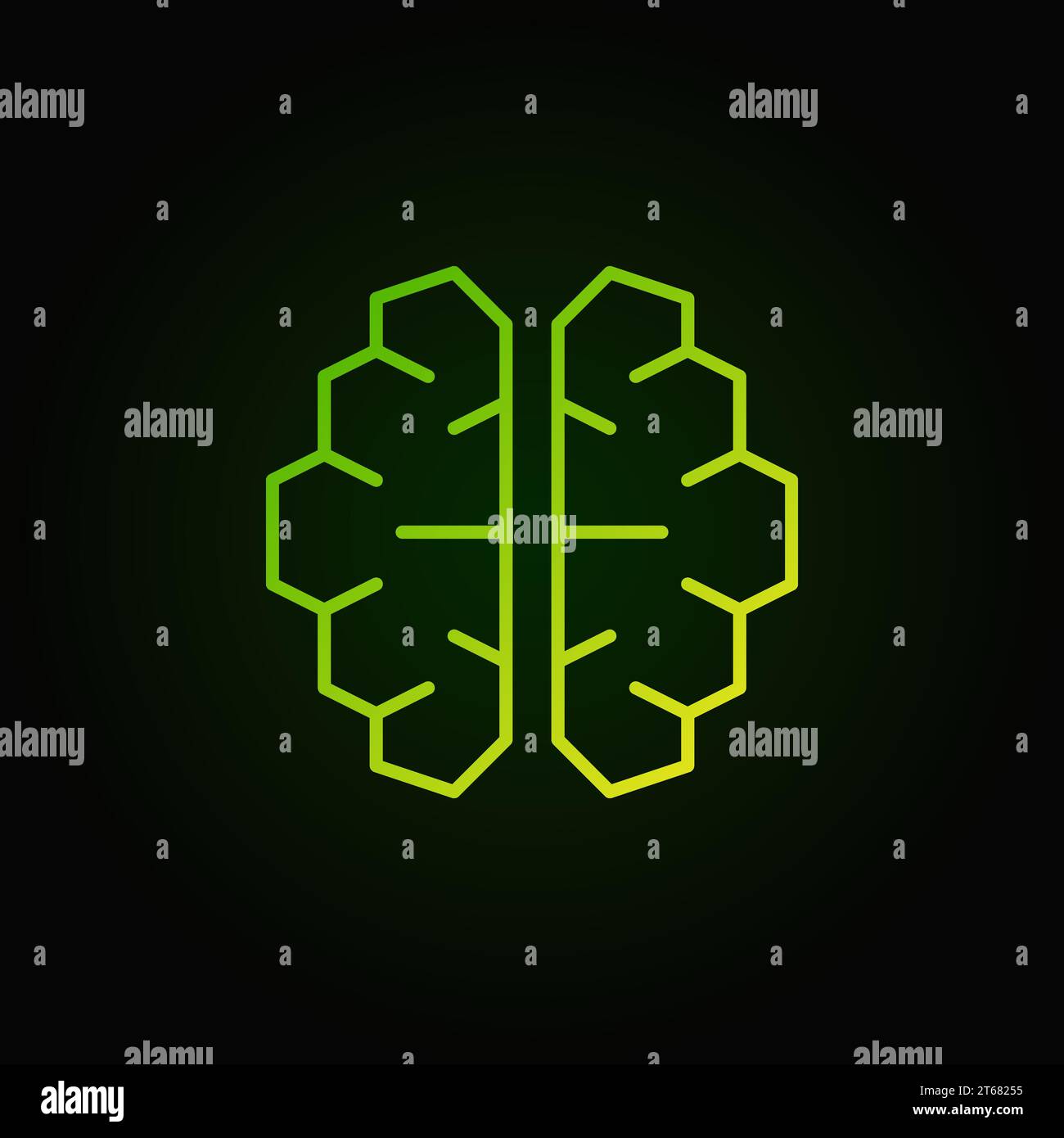 AI cyberbrain green icon - vector artificial intelligence brain concept ...