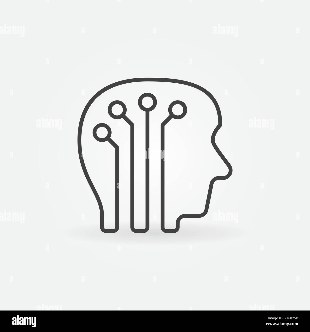 Human head with digital brain icon - vector artificial intelligence ...