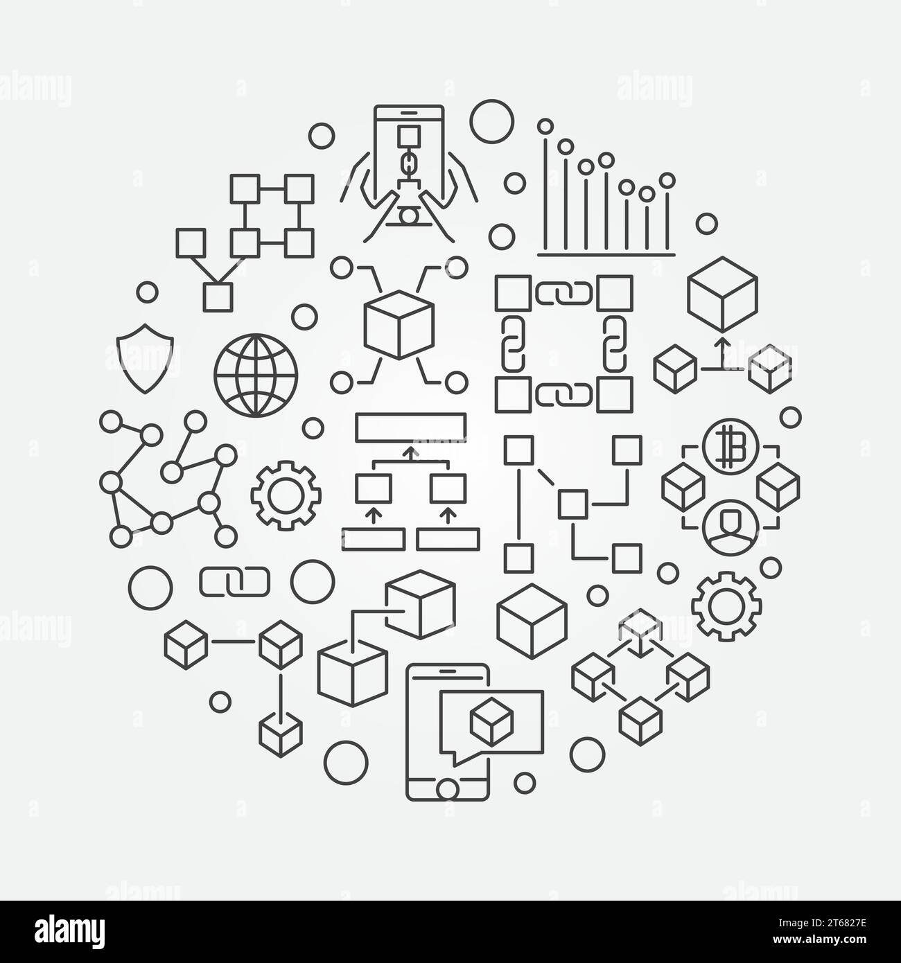 Blockchain concept circular vector symbol in thin line style Stock ...