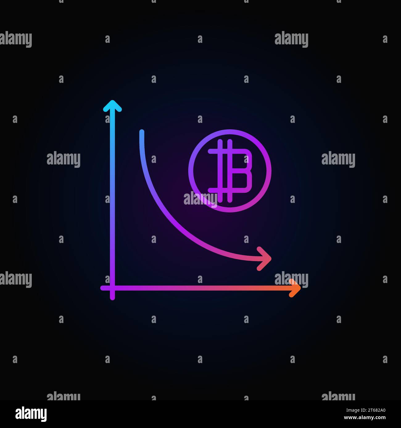 Cryptocurrency decline graph colorful icon - vector virtual money ...