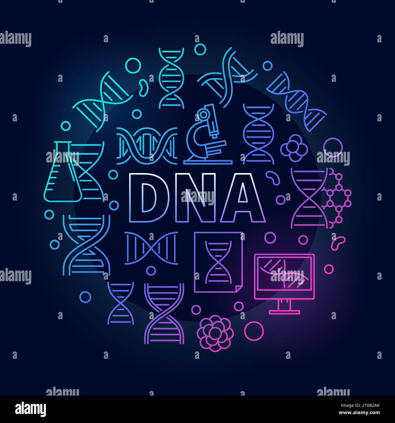 Vector DNA colorful round illustration or symbol made with double helix ...