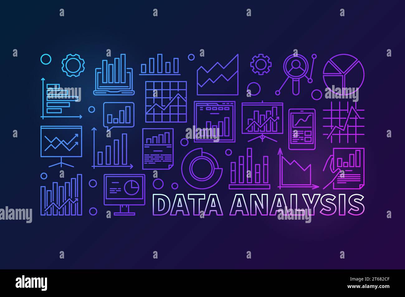 Data analysis colorful banner - vector financial business analysis ...