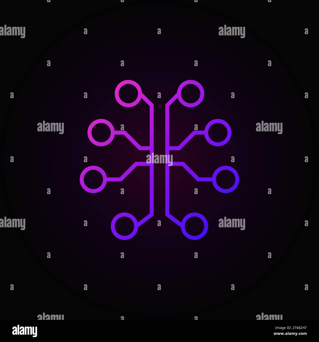 Technology brain colorful concept icon - vector outline human brain as ...