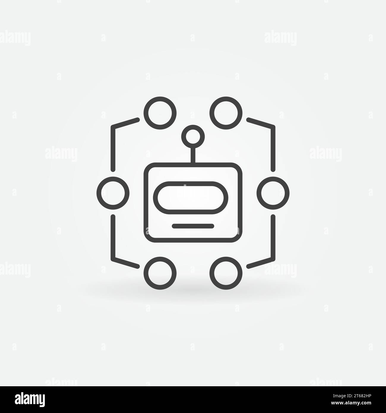 Robot head line icon. Vector machine learning concept symbol in outline ...