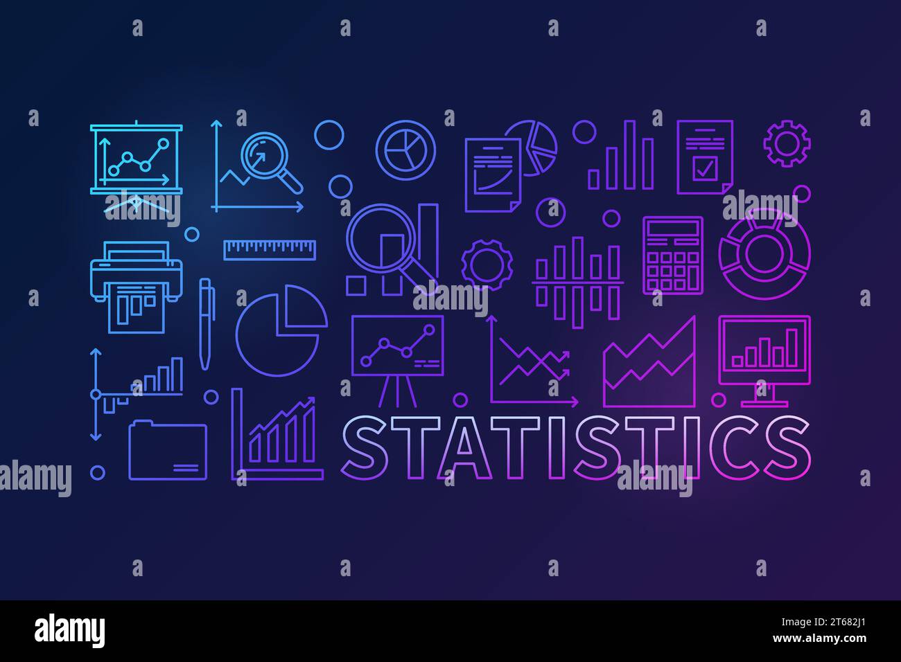 Vector statistics colorful line illustration. Vector concept banner ...