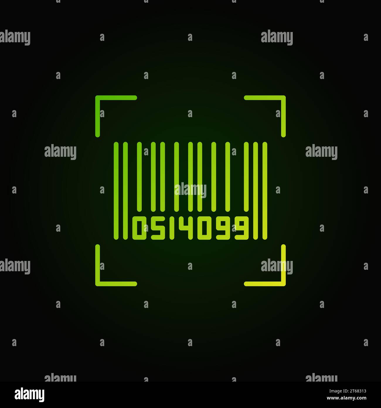 Bar code vector green line icon or symbol on dark background Stock ...