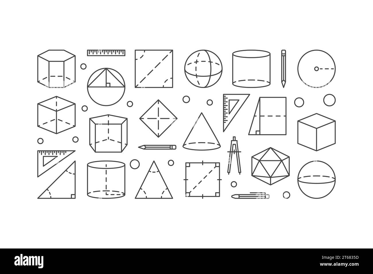 Geometry vector concept illustration made with outline icons of ...