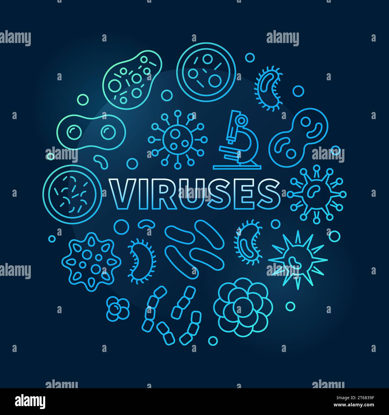 Viruses vector round blue concept illustration made with virus and ...