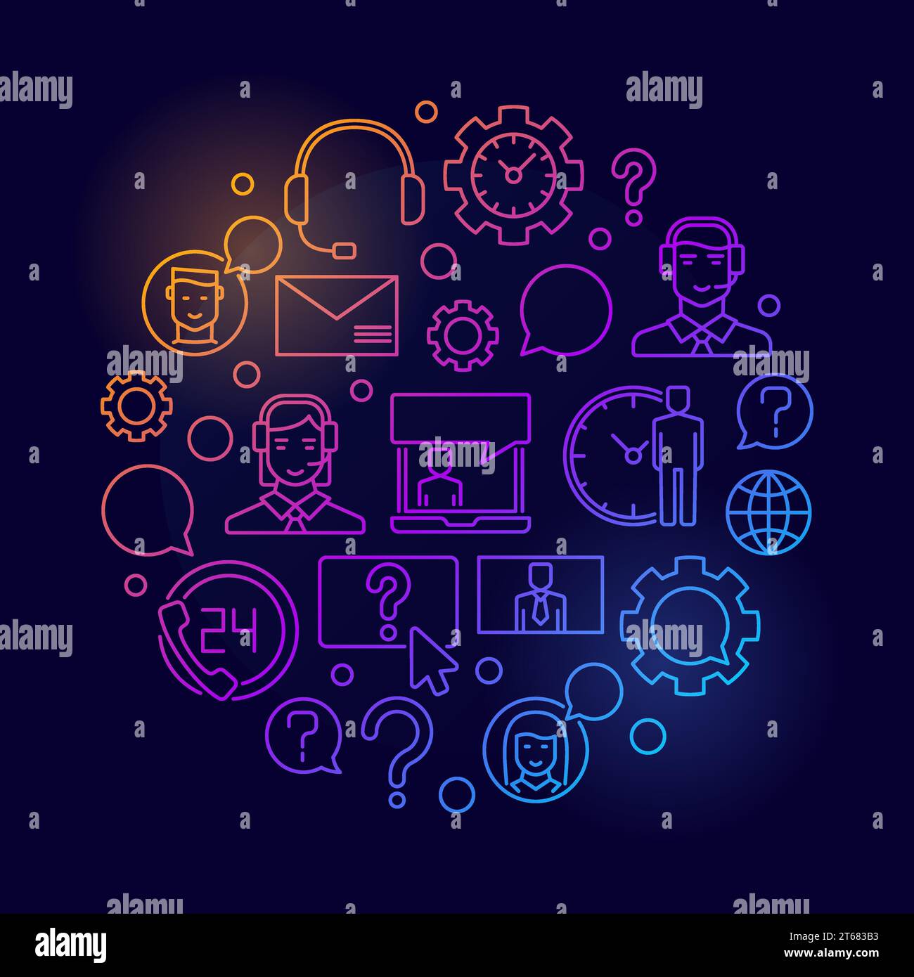 Colorful customer support round illustration - vector customer service ...