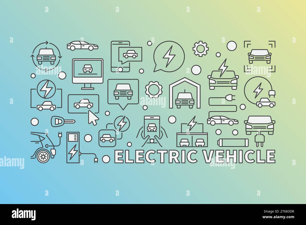 Electric vehicle modern illustration - vector EV horizontal creative ...