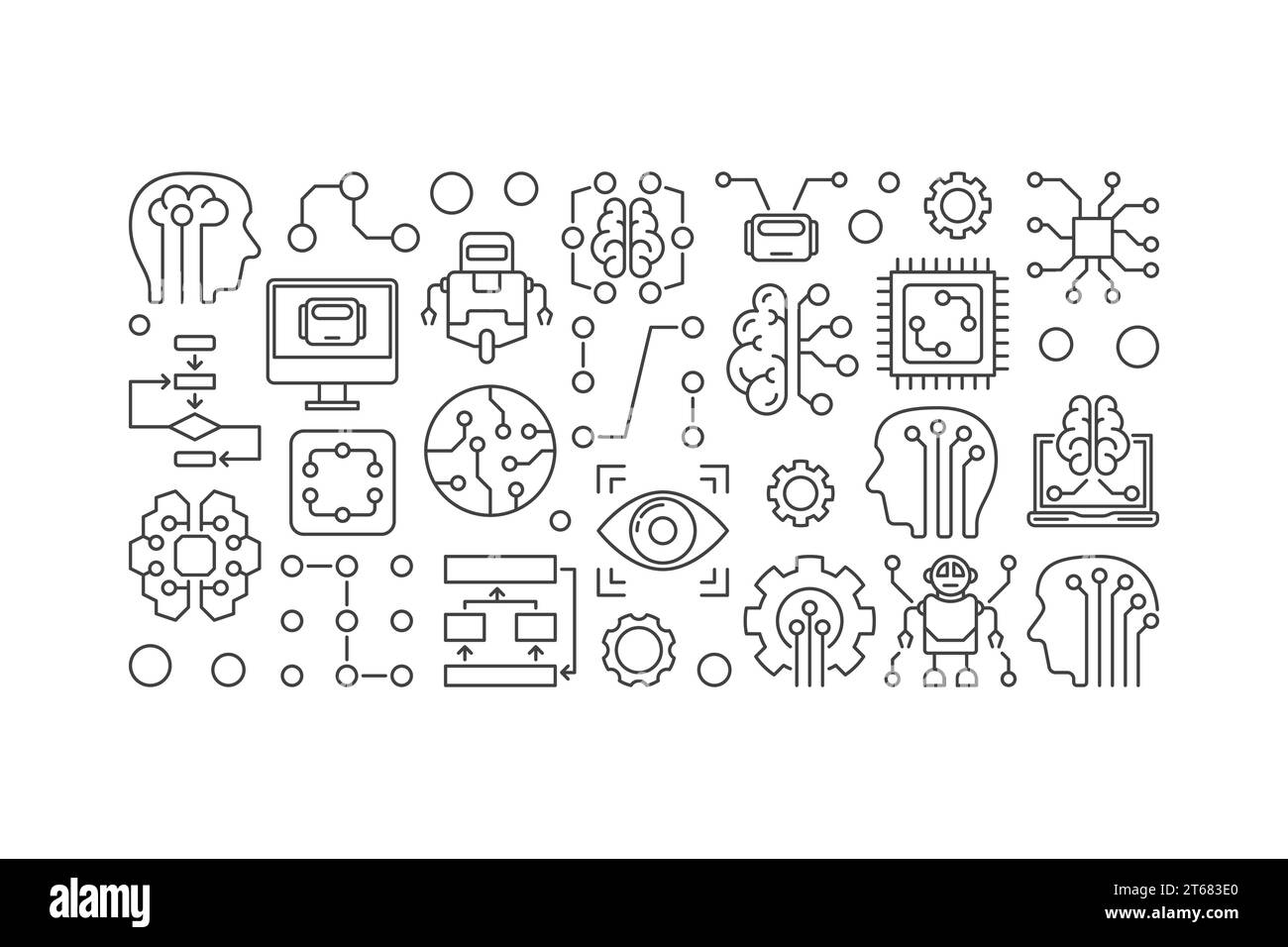 Artificial Intelligence and machine learning vector banner or ...