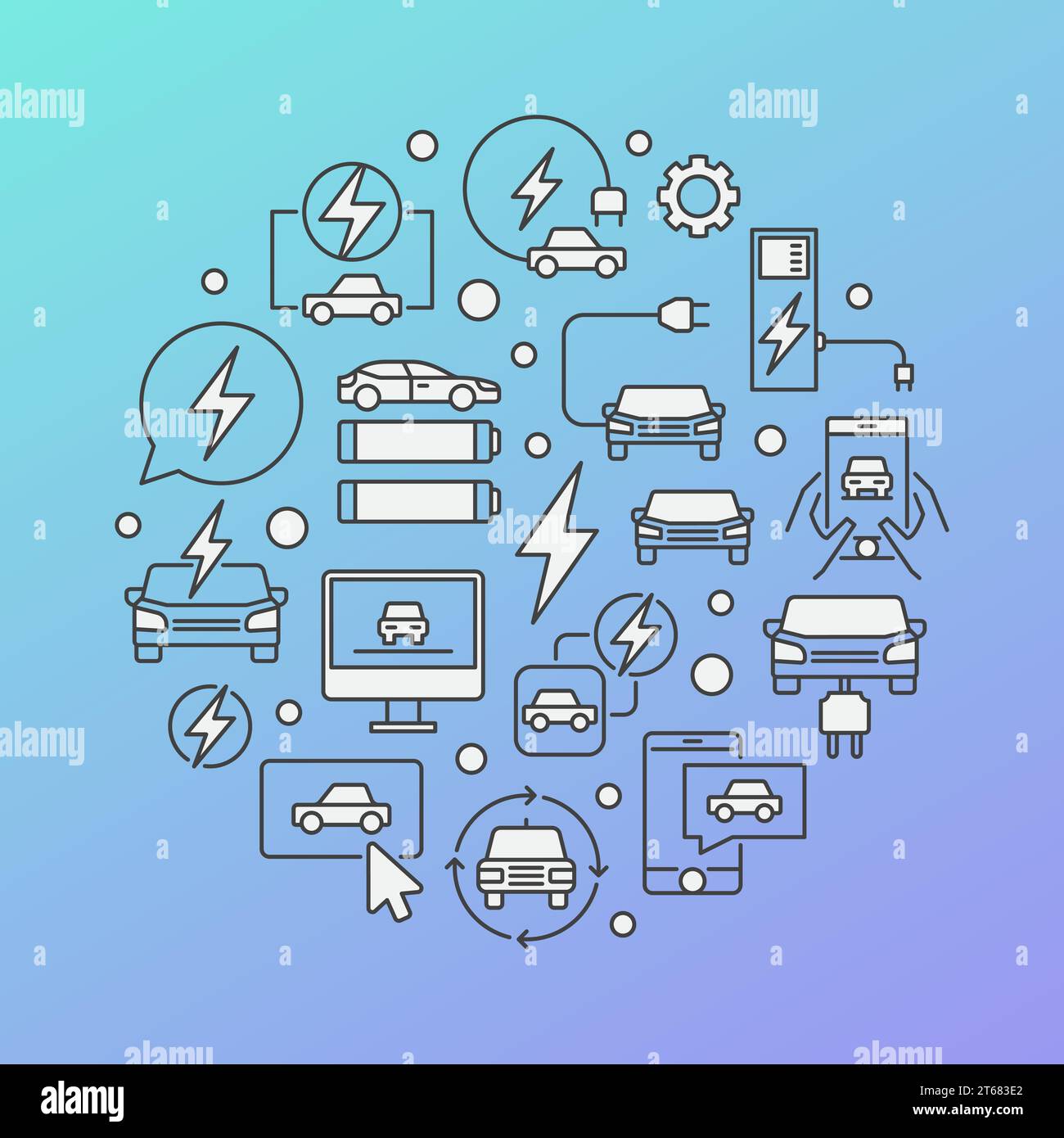 Electric vehicle modern round illustration. Vector circular concept ...
