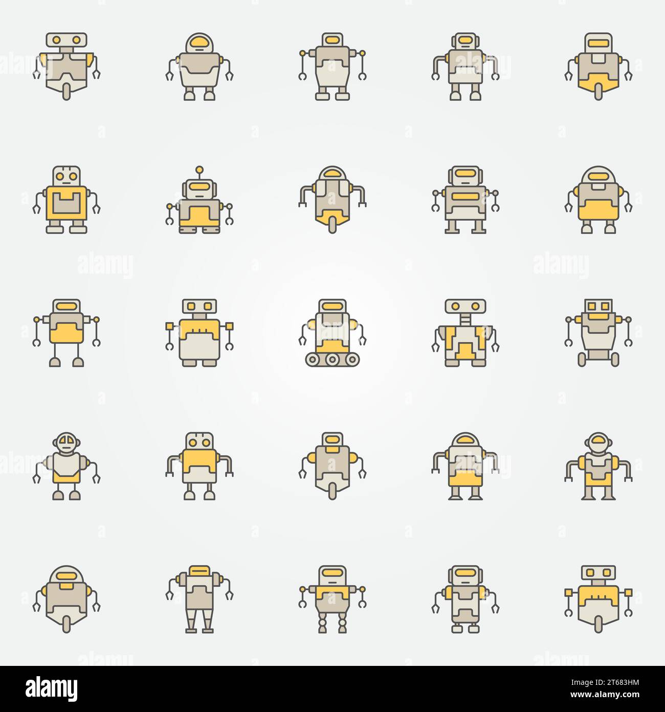 Robot colorful icons set - vector robots creative signs or logo ...