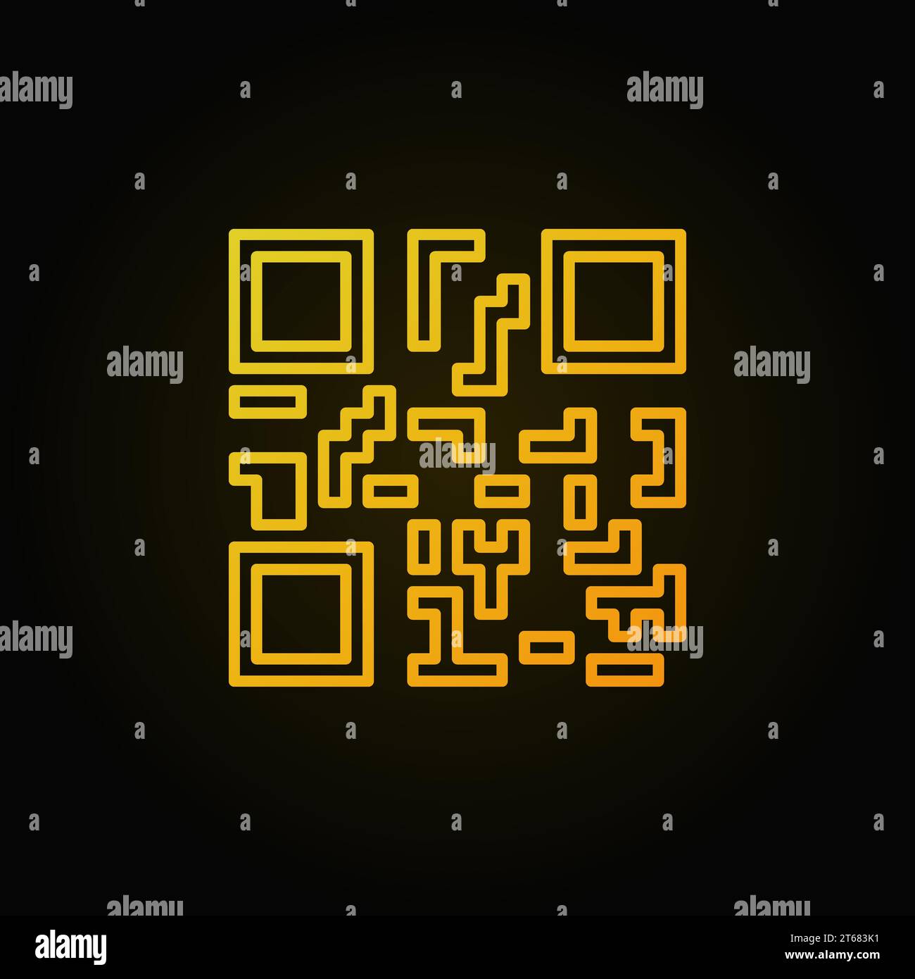 Yellow QR code concept vector line icon or symbol on dark background Stock Vector Image & Art ...