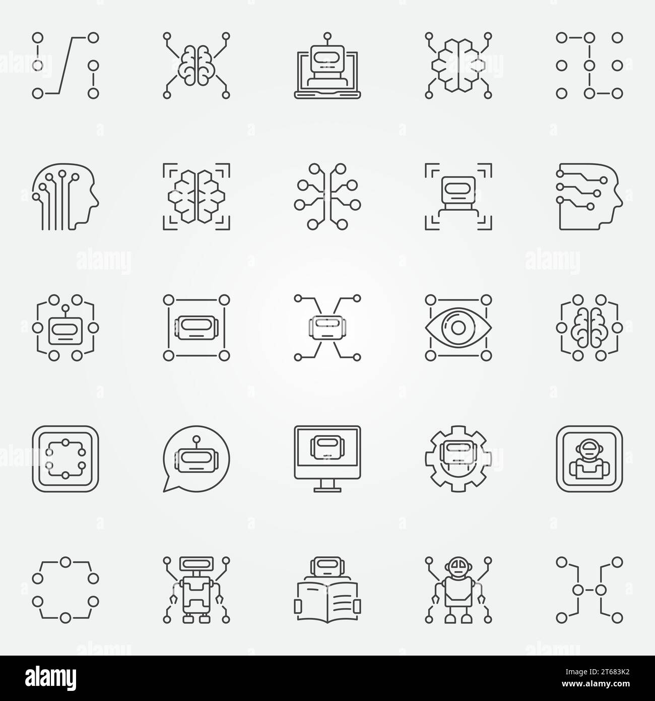 Machine learning icons set. Vector artificial intelligence and other ...