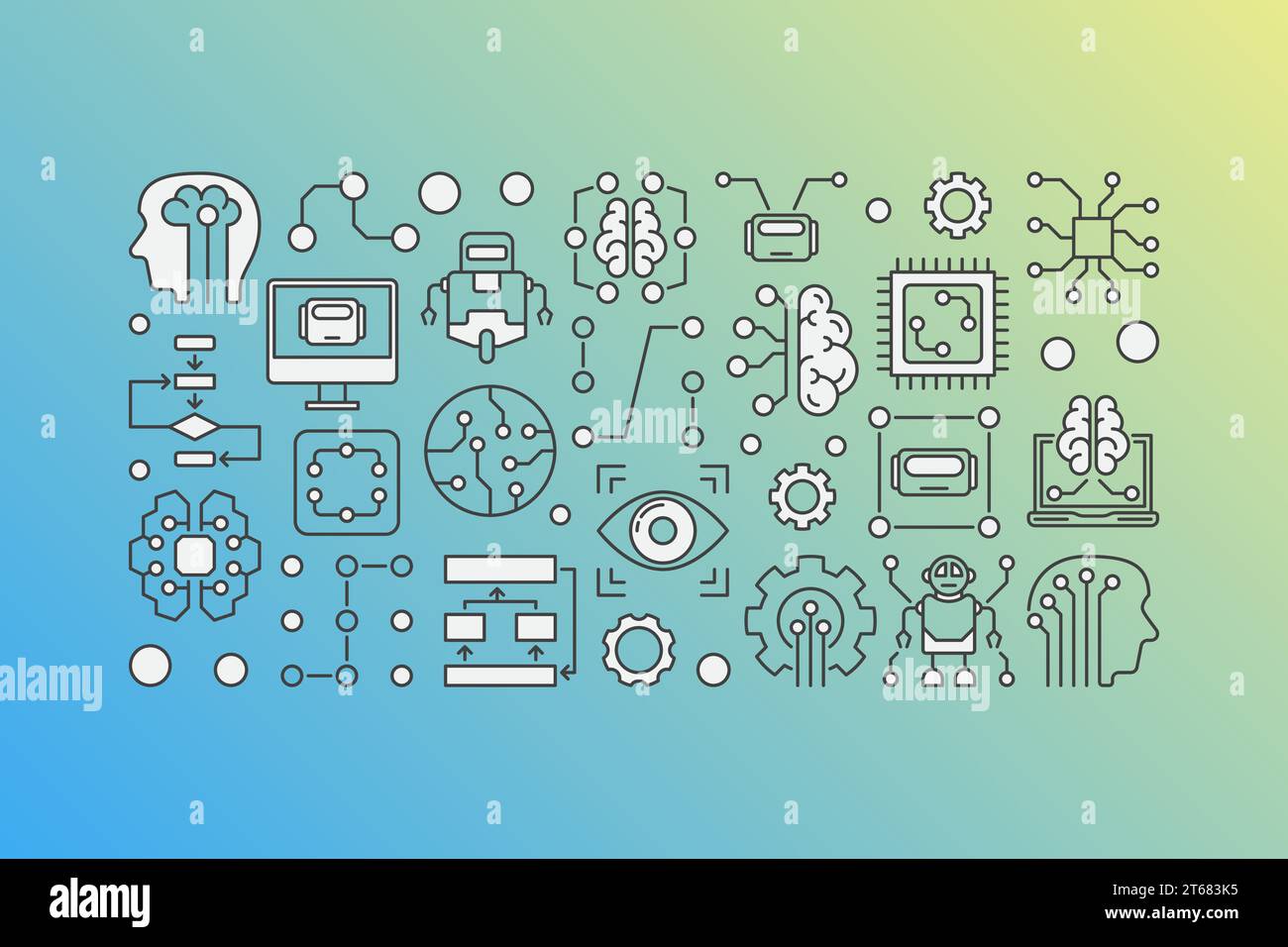 Machine learning process modern illustration. Vector artificial ...
