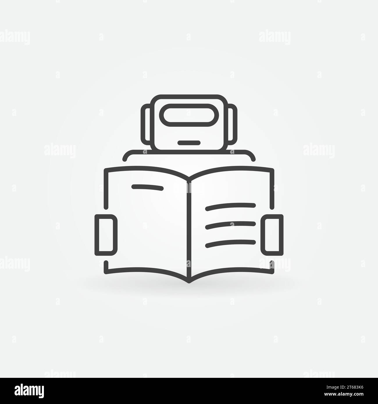 Robot Reading A Book Icon Vector Machine Learning Concept Symbol Or Design Element In Thin