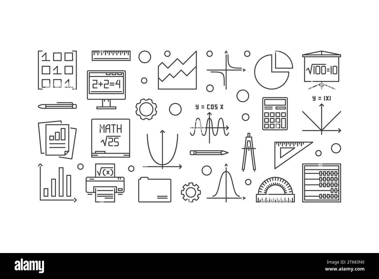 Math vector outline banner. Vector linear education and science concept ...