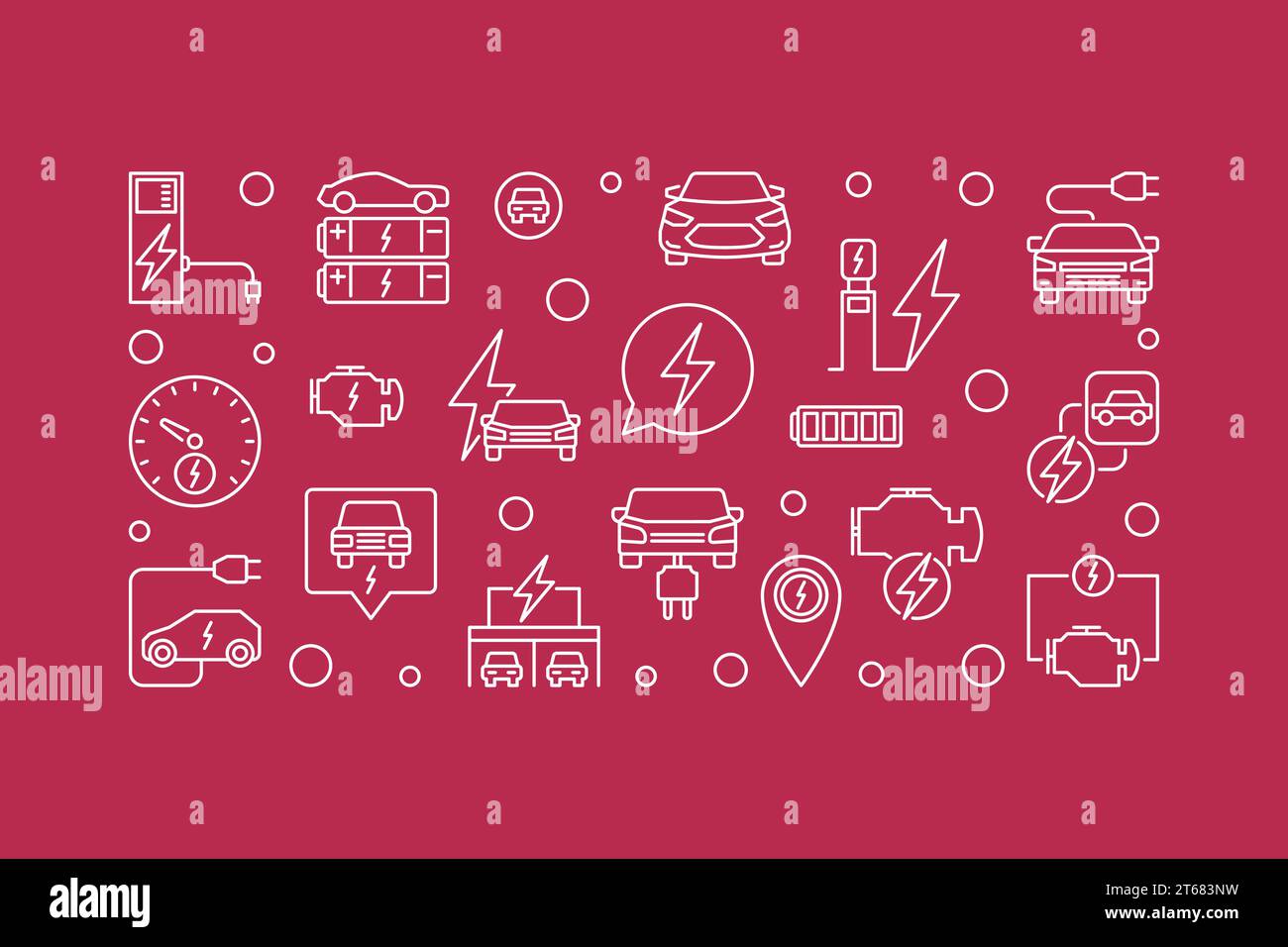 Electric vehicle horizontal banner. EV vector concept outline ...