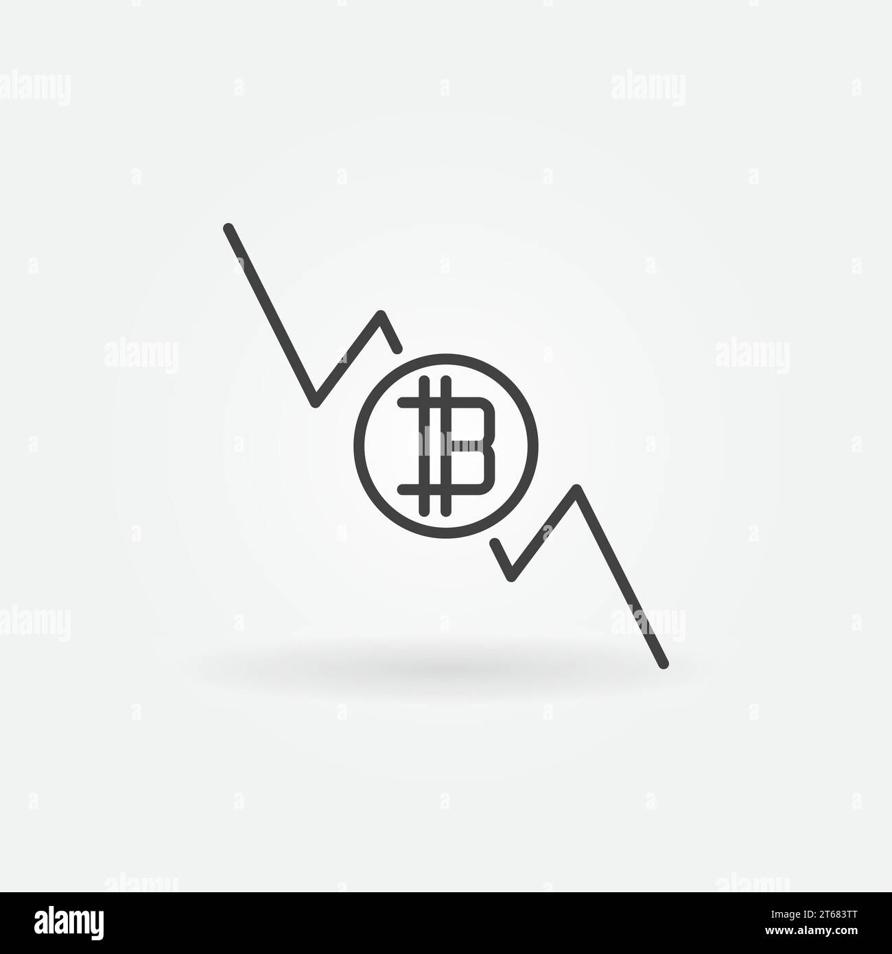 Bitcoin graph falls icon - vector cryptocurrency decline concept symbol in thin line style Stock ...