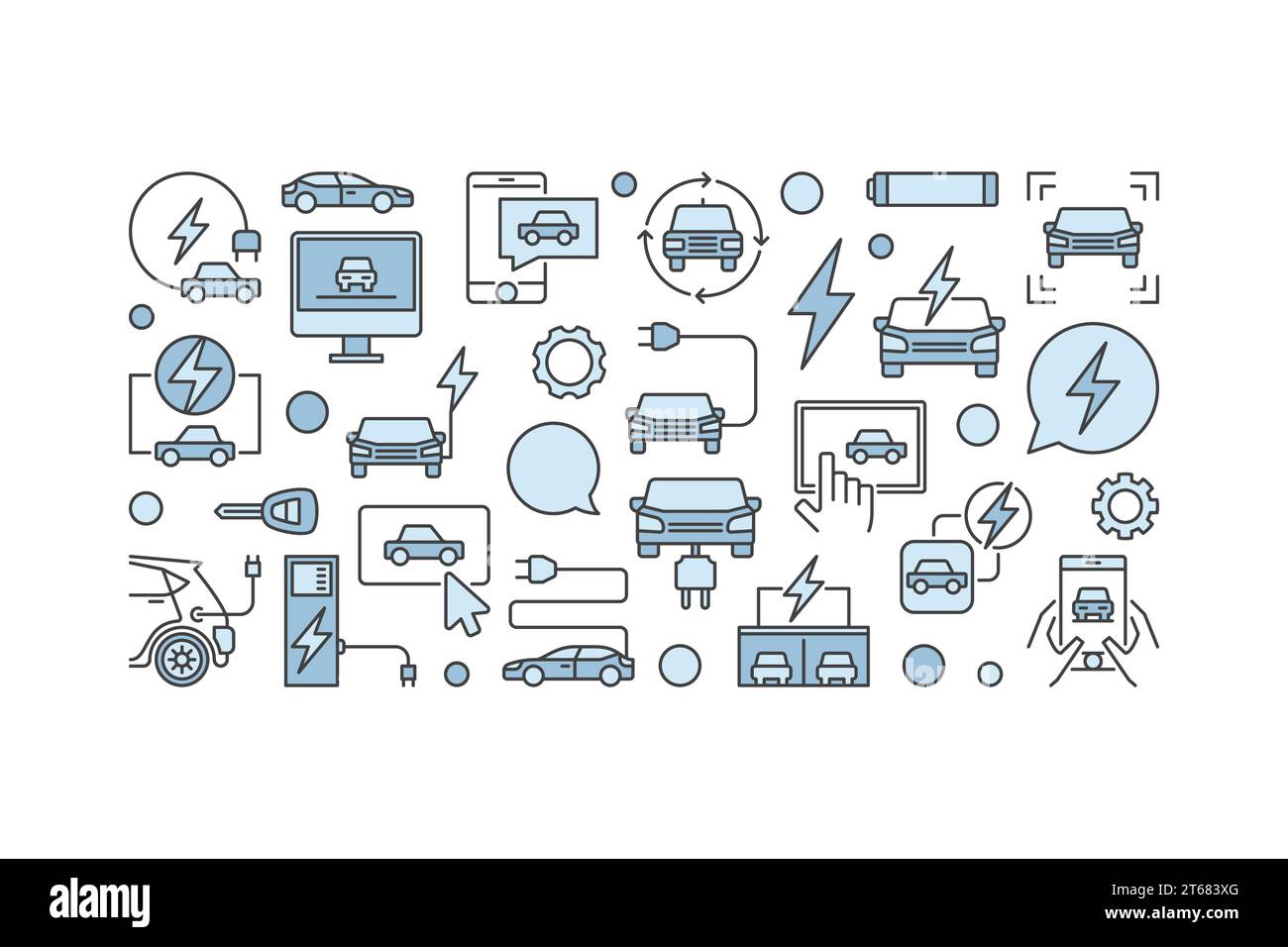 Vector electric vehicle concept blue horizontal banner or EV ...