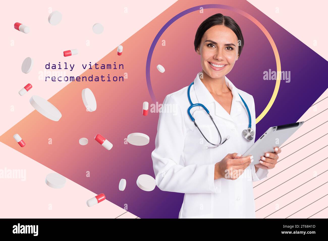 Medical clinic virtual assistant projection collage image modern ...