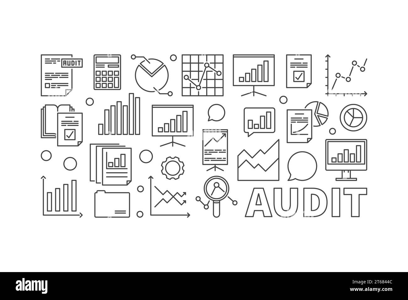 Audit concept business illustration. Vector financial audit horizontal ...
