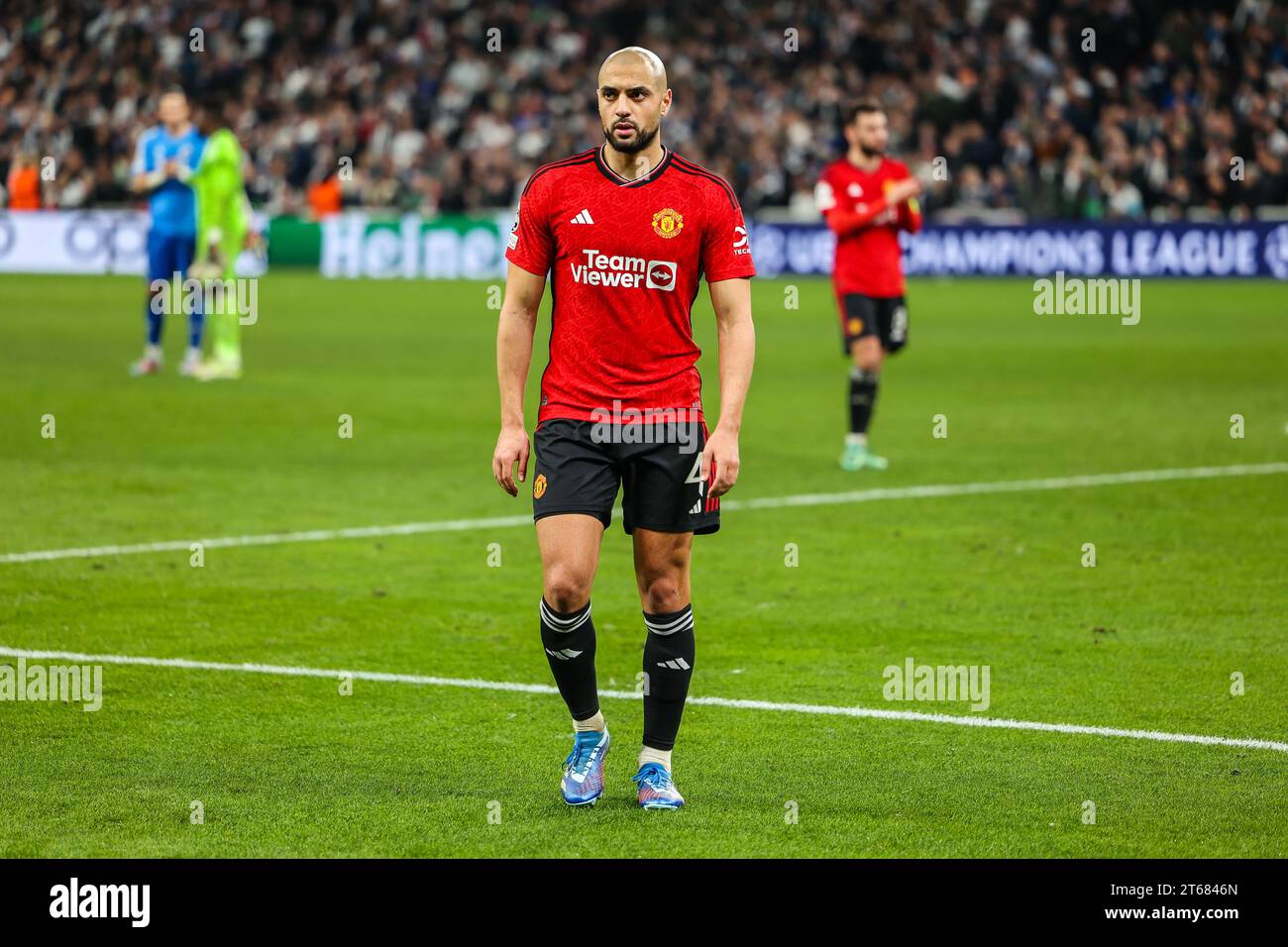 Copenhagen, Denmark. 08th Nov, 2023. Sofyan Amrabat (4) of Manchester ...