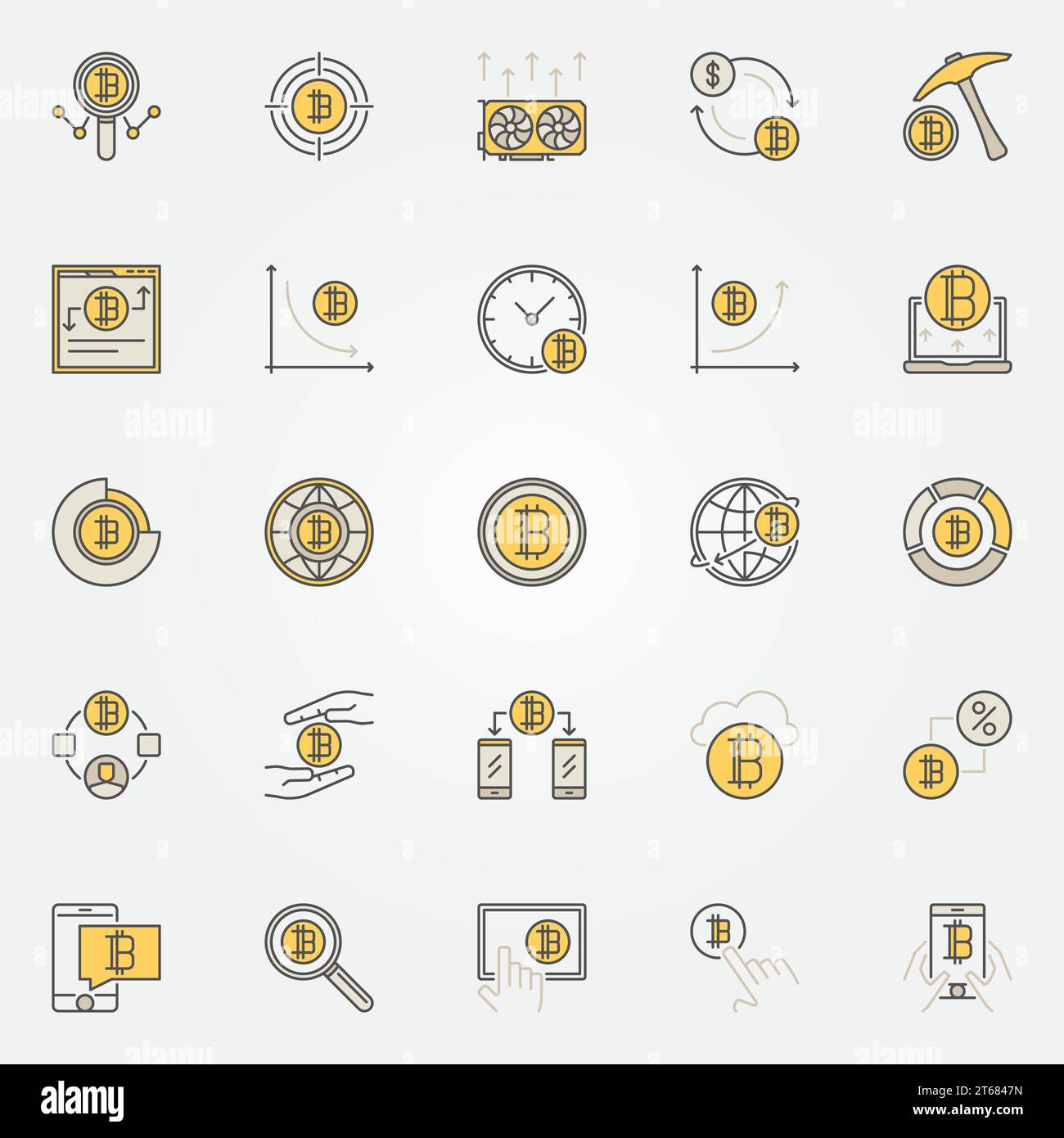 Cryptocurrency colorful icons set. Vector collection of crypto currency ...