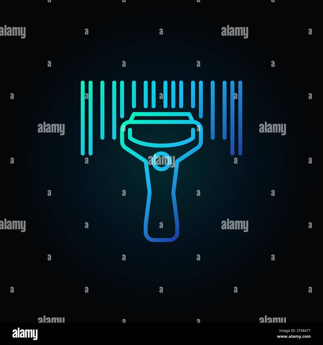 Barcode scanning blue icon. Vector bar code scanner concept symbol in ...