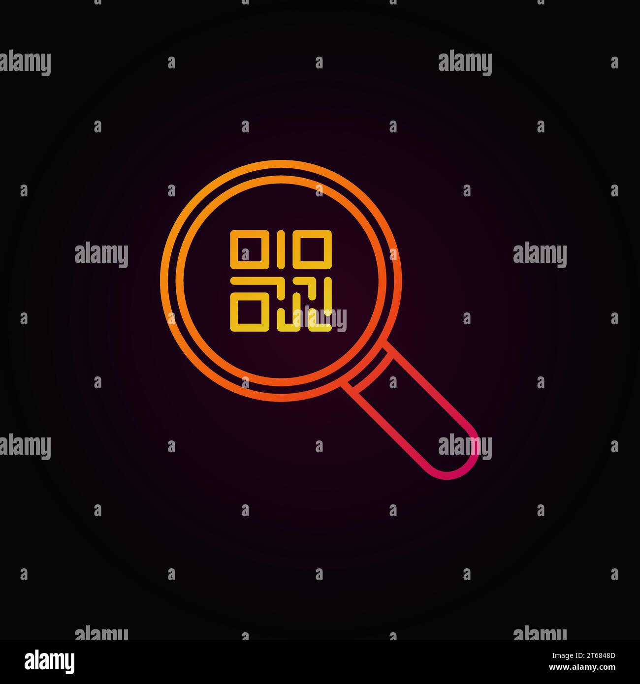 Colorful QR code in magnifying glass icon or symbol in thin line style ...