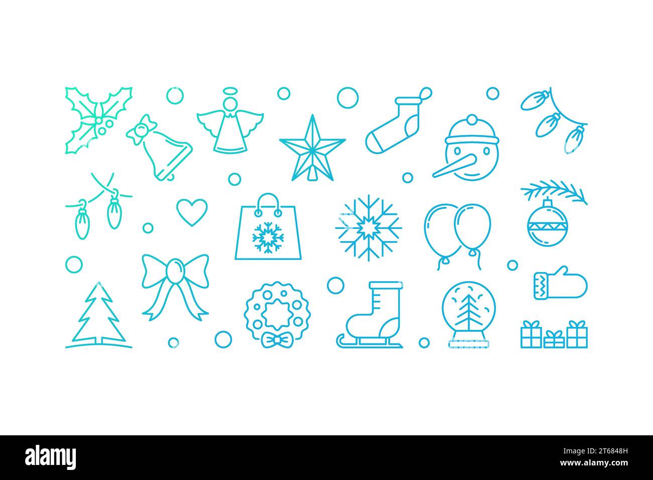 Christmas blue horizontal illustration. Vector banner made with xmas ...