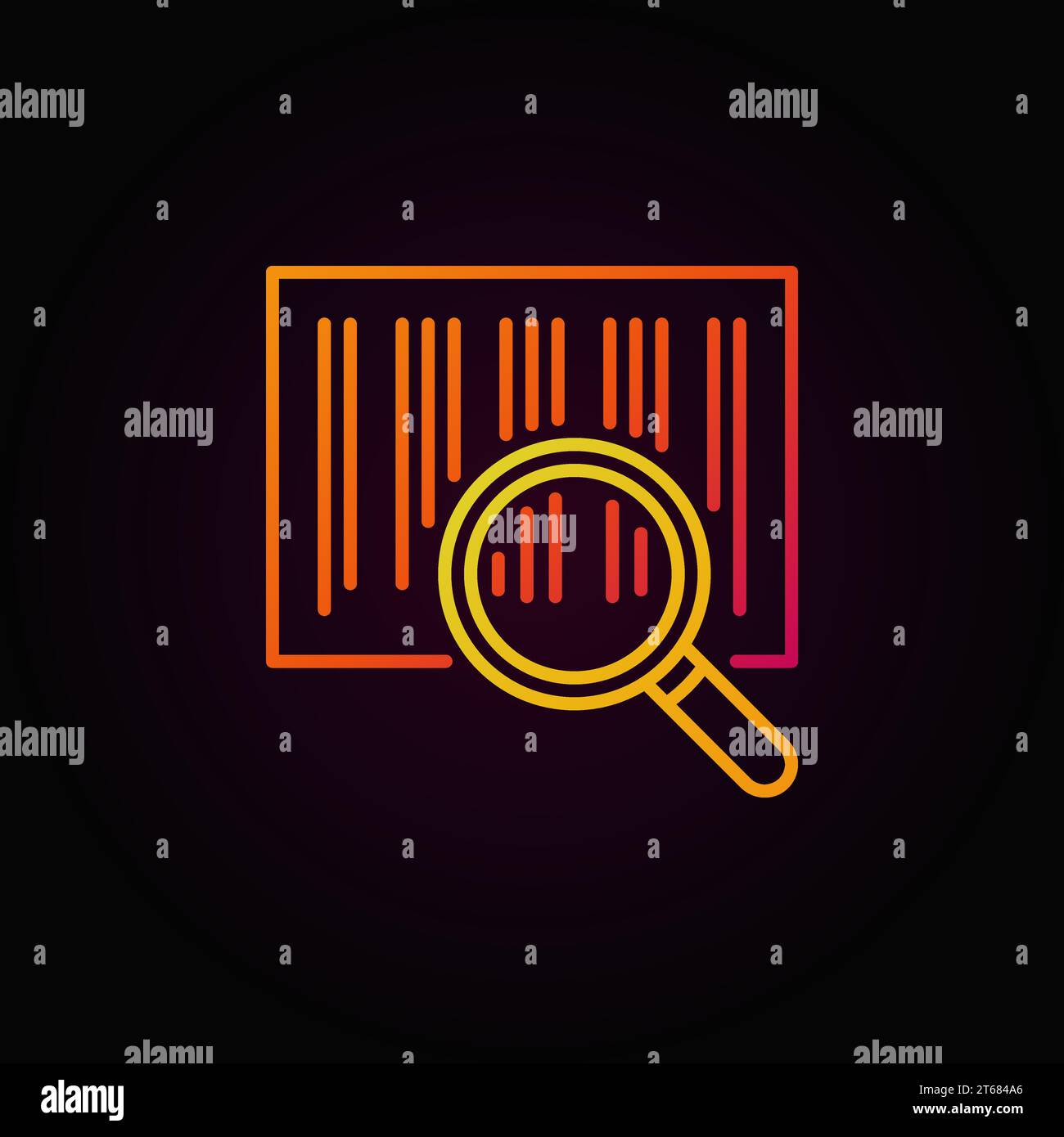 Barcode search colorful line icon. Vector magnifying glass scanning ...