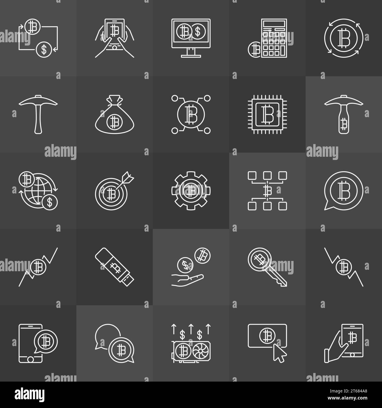 Cryptocurrencies linear icons. Vector modern cryptocurrency concept ...