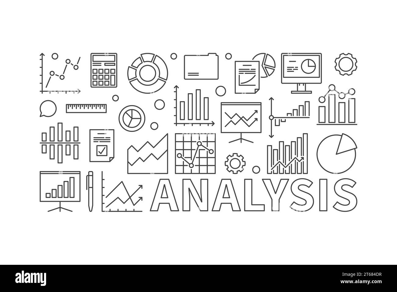 Financial analysis concept horizontal vector banner or illustration in ...
