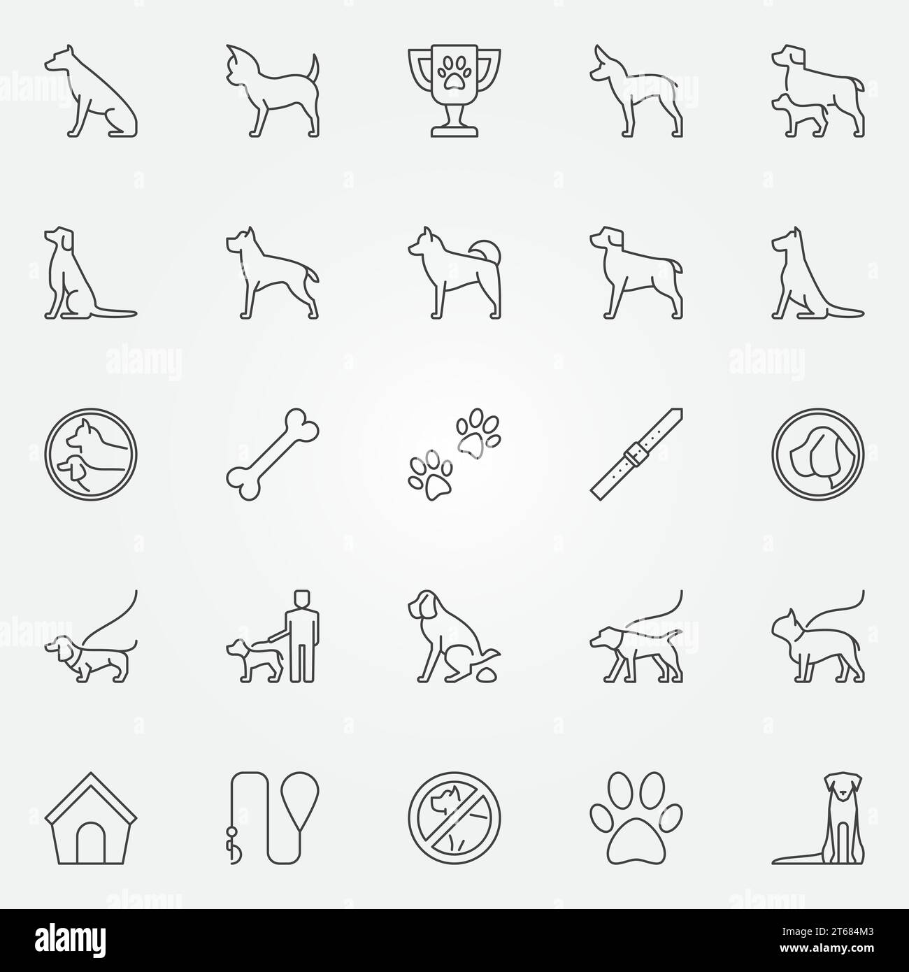 Dog icons set. Vector concept dogs symbols or logo elements in thin ...
