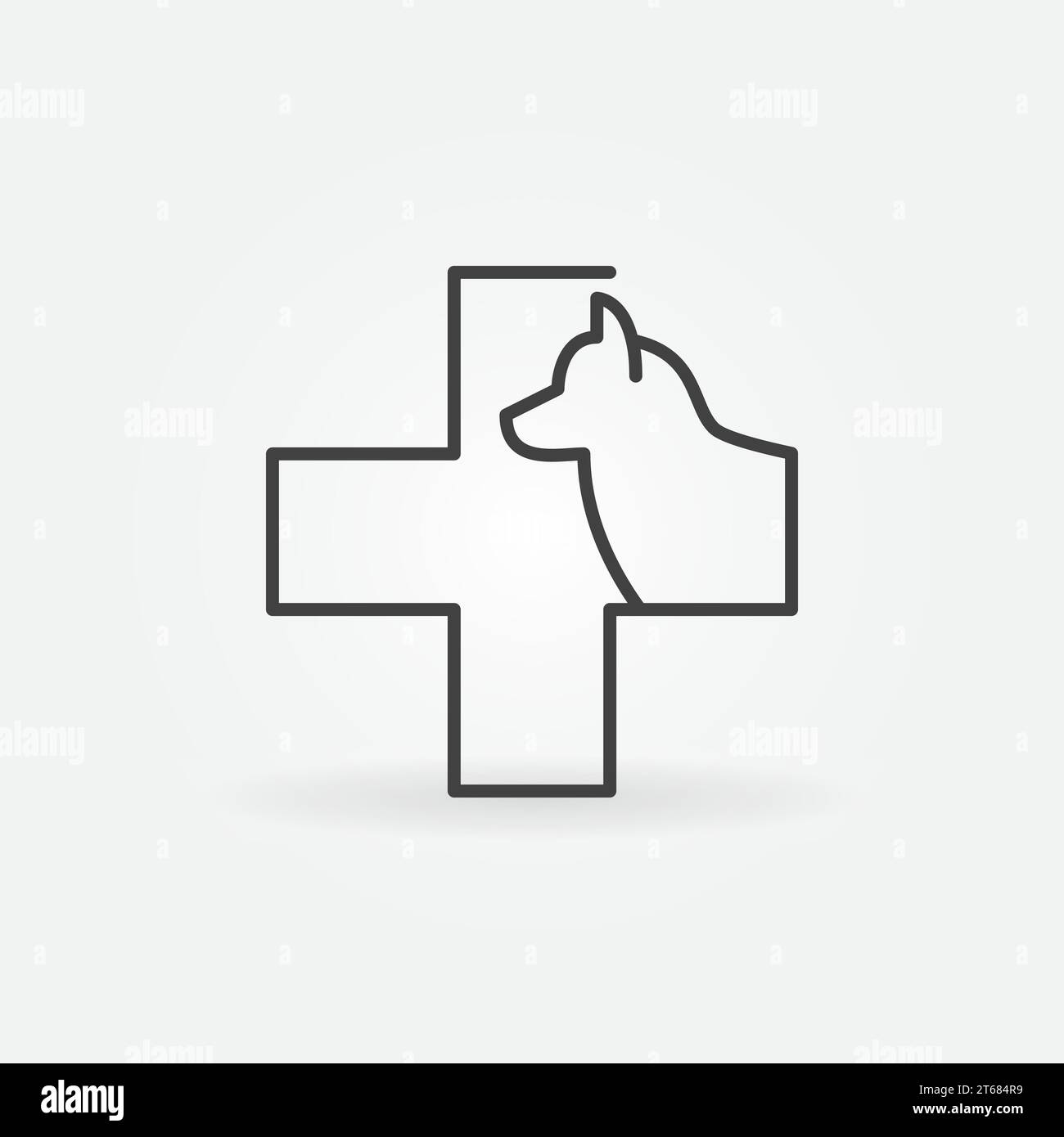 Dog with cross line vector icon or symbol in thin line style. Pet care ...