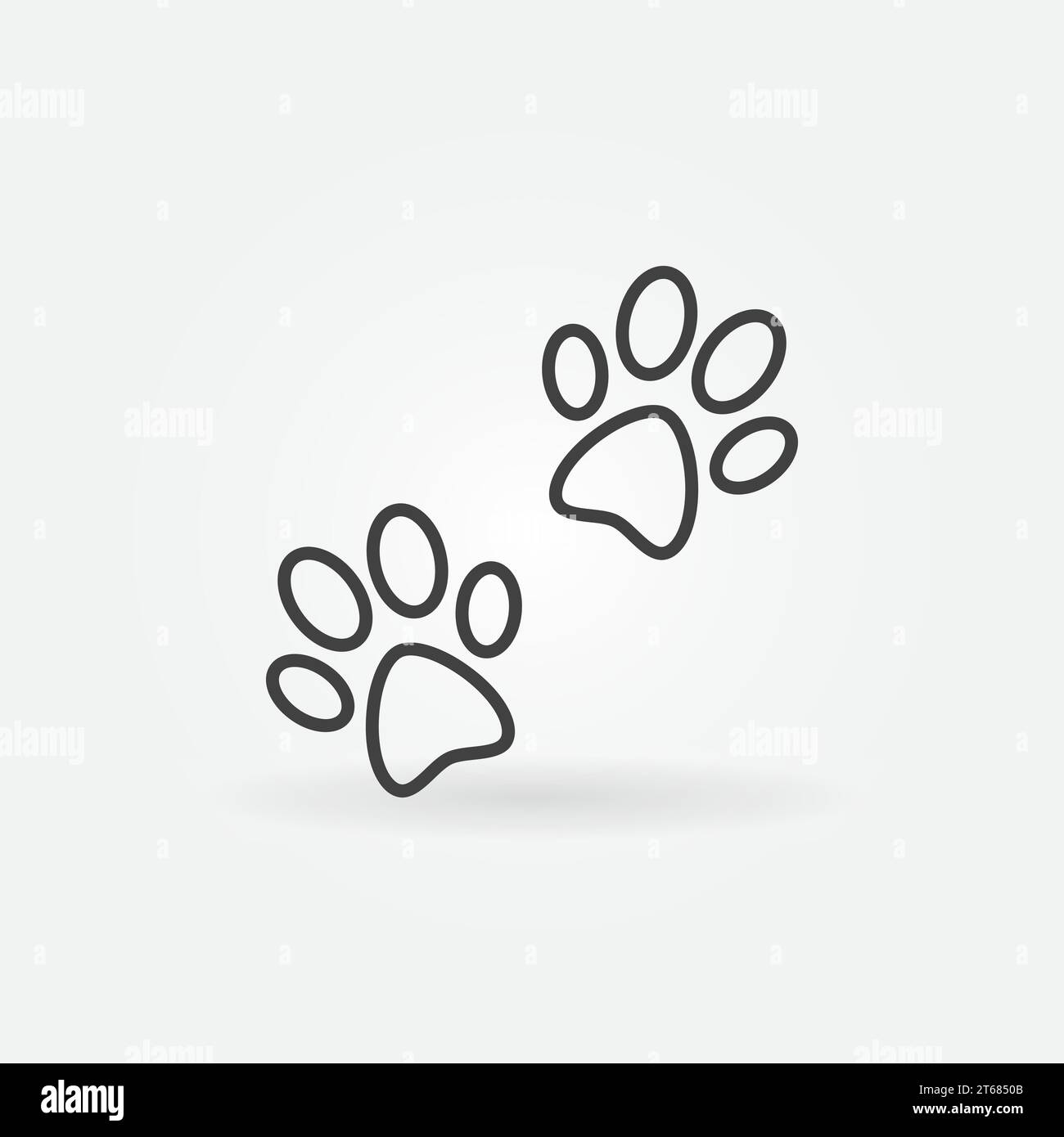 Pair of paw prints icon - vector dog or cat steps concept sign in thin ...
